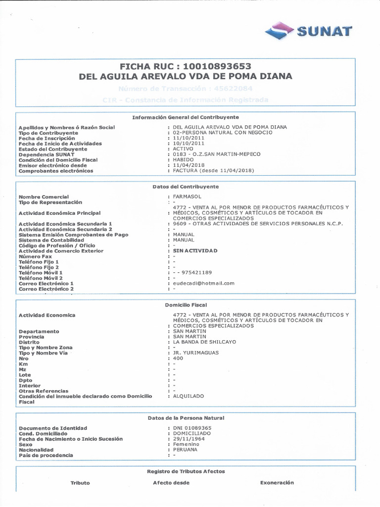 Ficha Ruc D | PDF