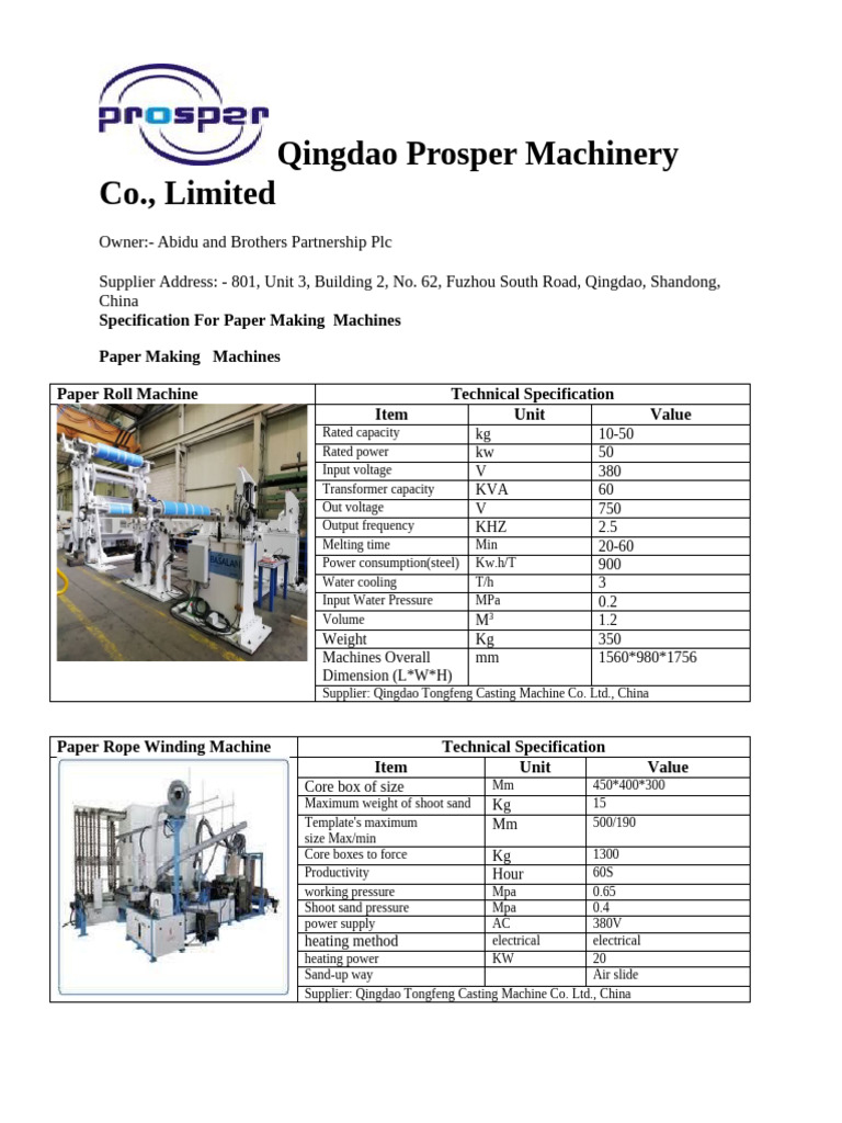 Specification For Foundry and Mechanical Workshop Machines | PDF