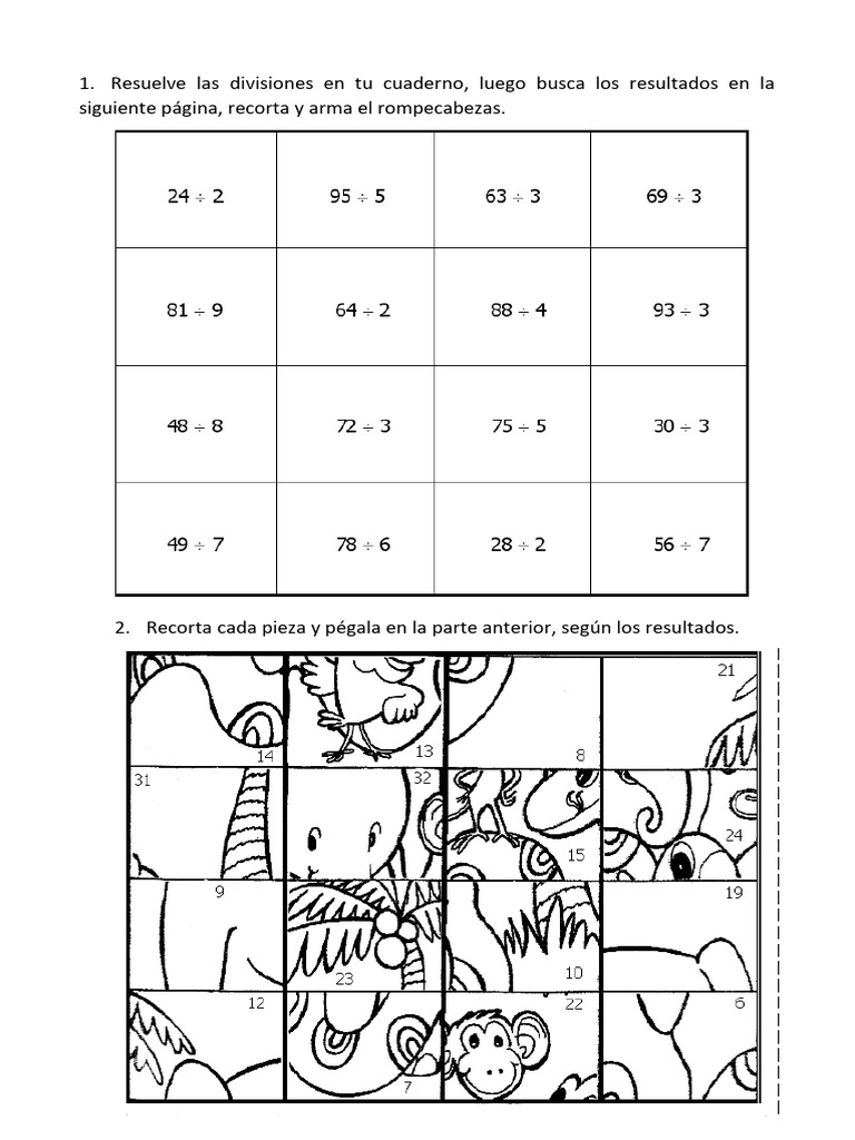 Ficha de Divisiones para Segundo de Primaria | PDF