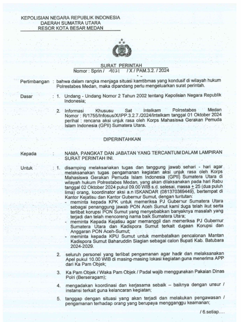 4021 Sprin Pam Unras Oleh Gpii Sumut, 02 Oktober 2024 | PDF