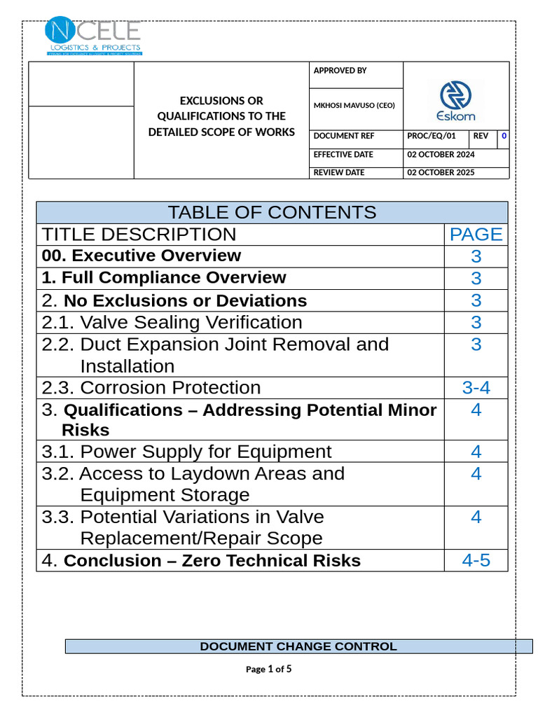 Exclusions or Qualifications To The Detailed Scope of Works | PDF