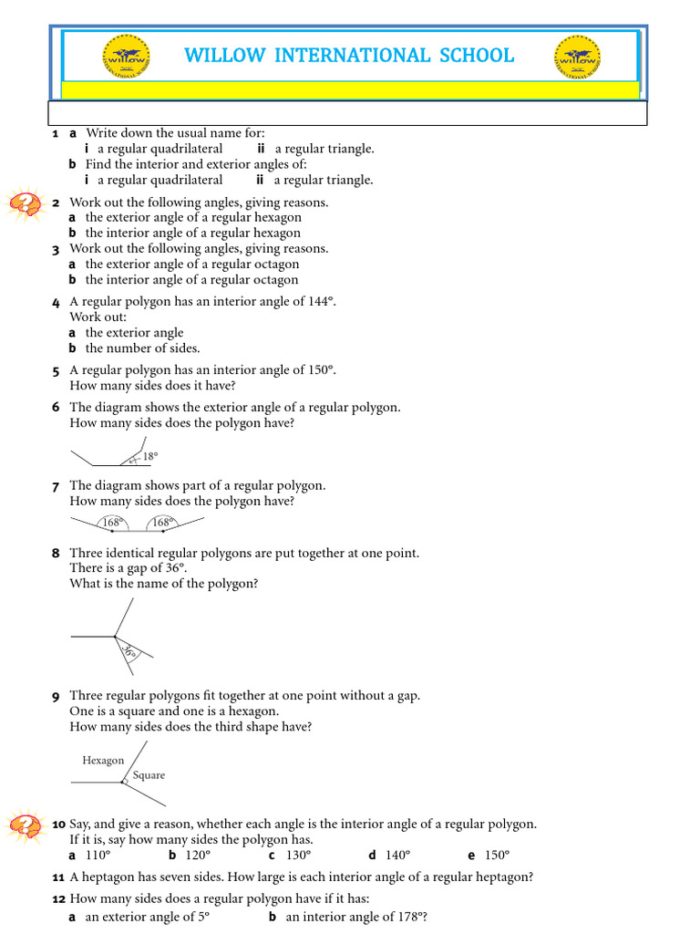 Regular Polygons and Solving Angle Problems | PDF