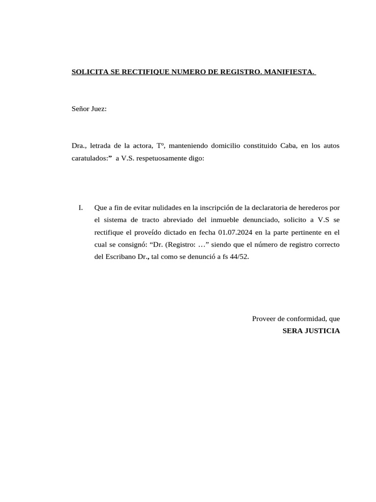 Solicita Se Rectifique Registro Escribano | PDF