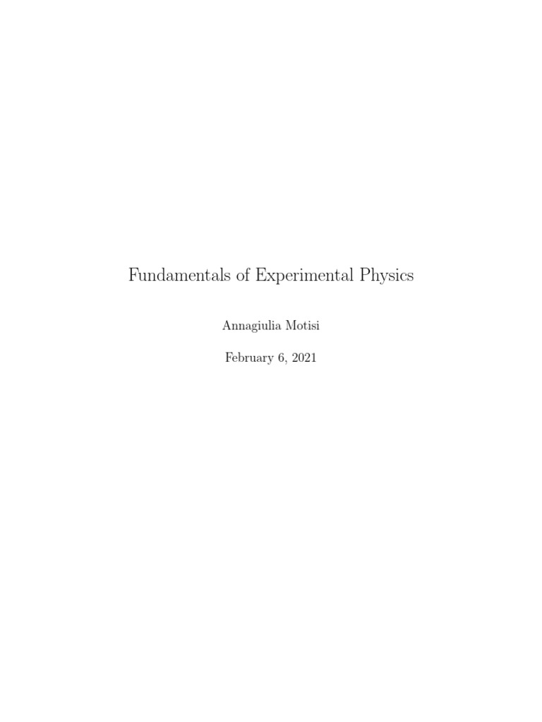 Fundamentals of Experimental Physics | PDF