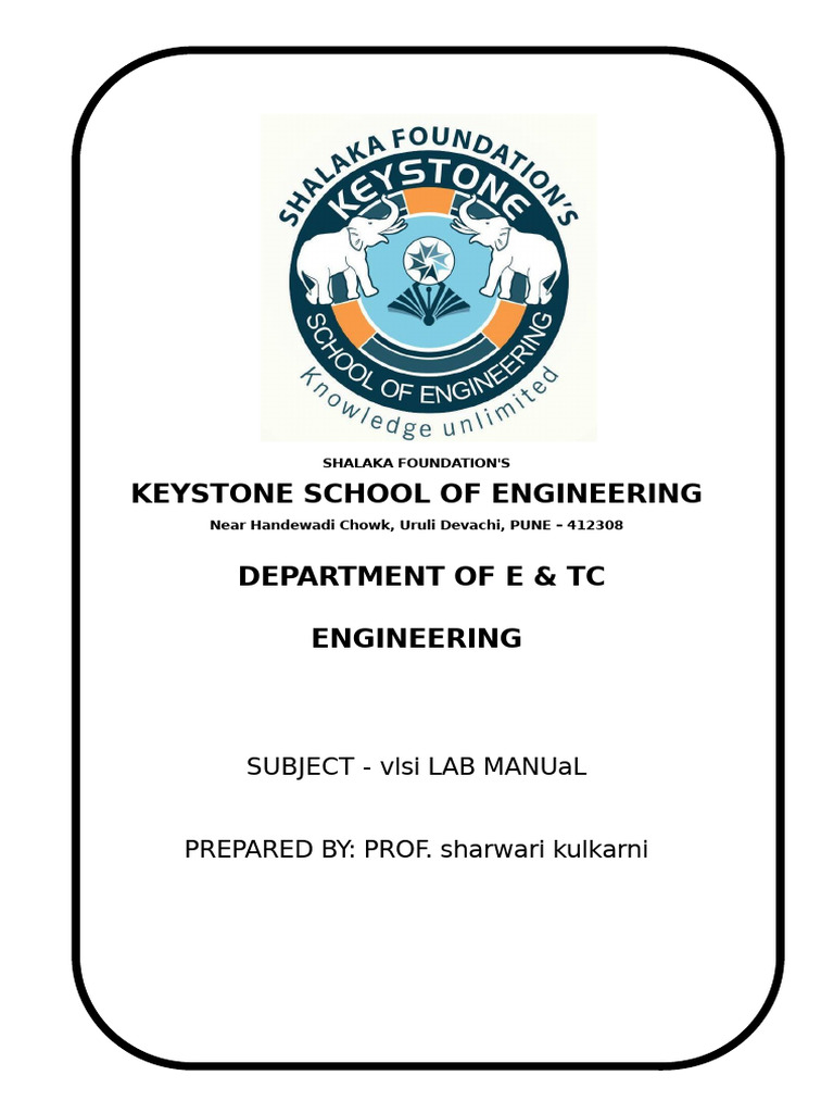 Vlsi - Cover Page Mannual | PDF