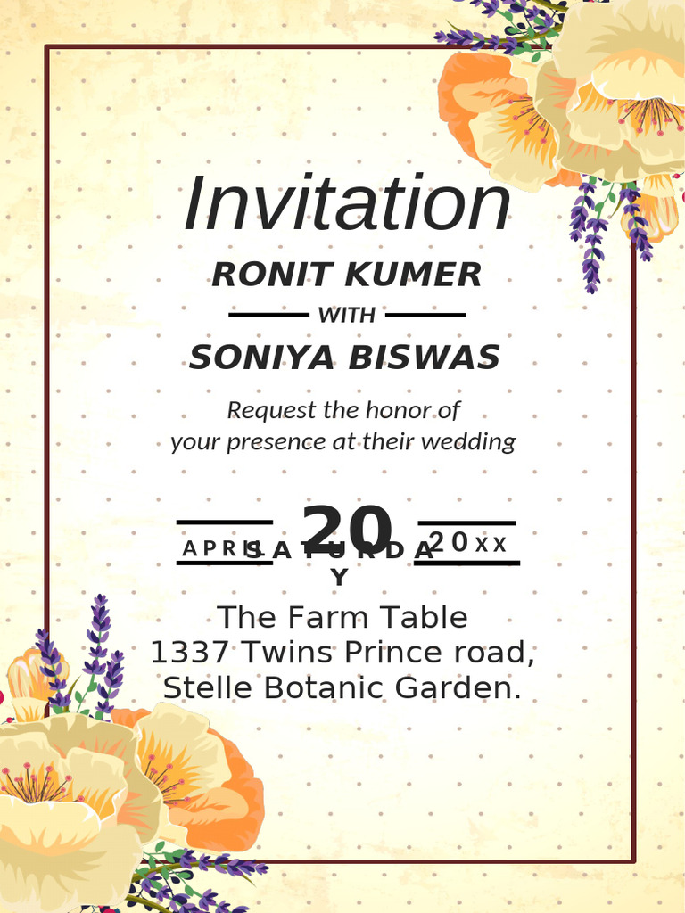 Yellow Flower Wedding Invitation Card-WPS Office | PDF