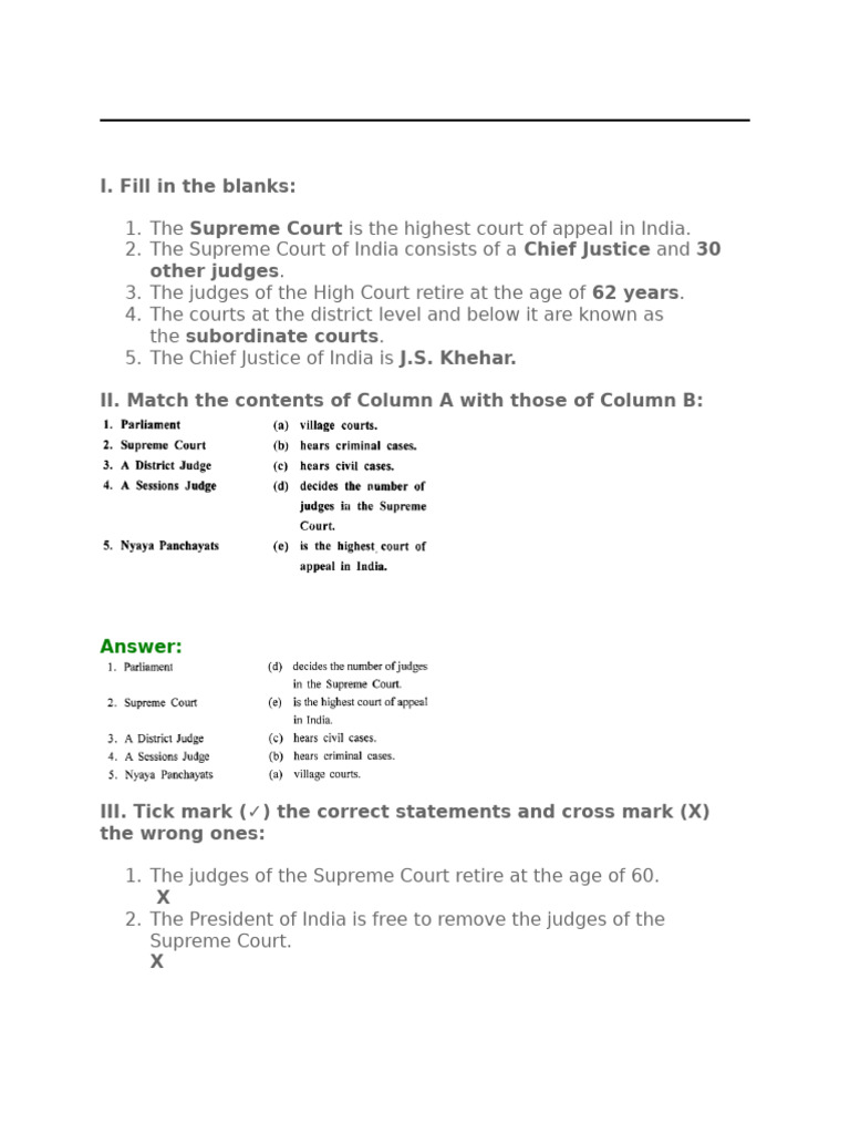 ICSE Class 8 Judiciary | PDF