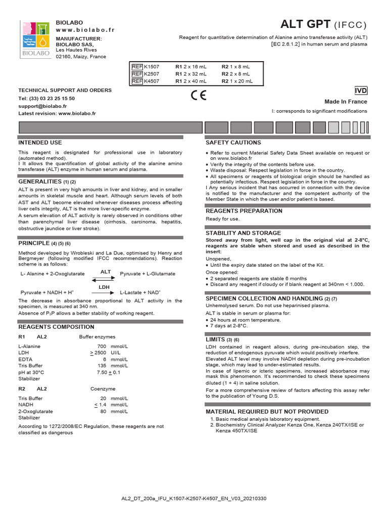 Alt GPT: (IFCC) | PDF | Alanine Transaminase | Science & Mathematics
