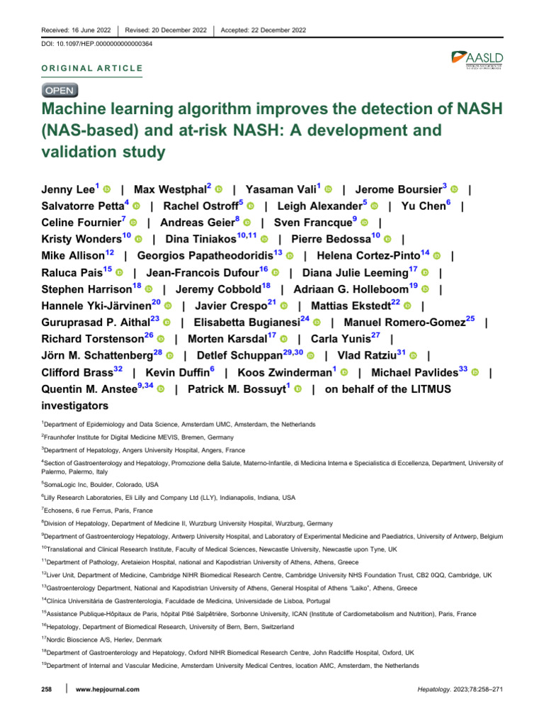 (Hep) # Machine Learning Algorithm Improves The Detection of NASH (NAS-based) and At-Risk NASH A ...