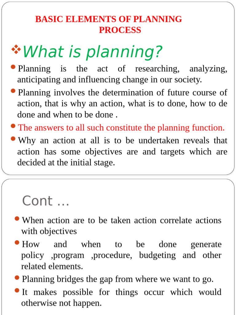 Basic Elements of Planning Process | PDF