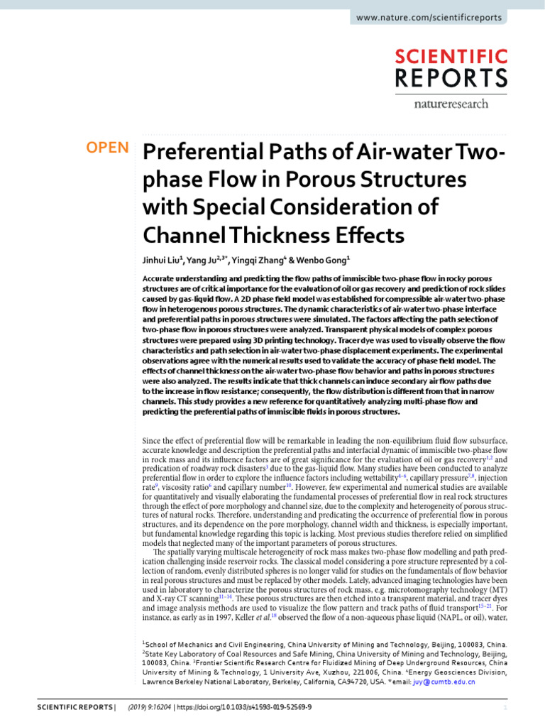 Preferential Paths of Air-Water Two-Phase Flow in Porous Structures With Special Consideration ...