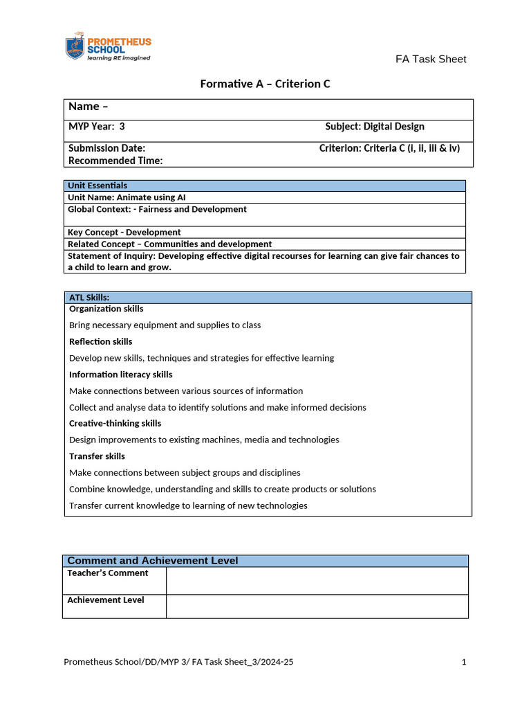 MYP 3 FA Criterion C | PDF