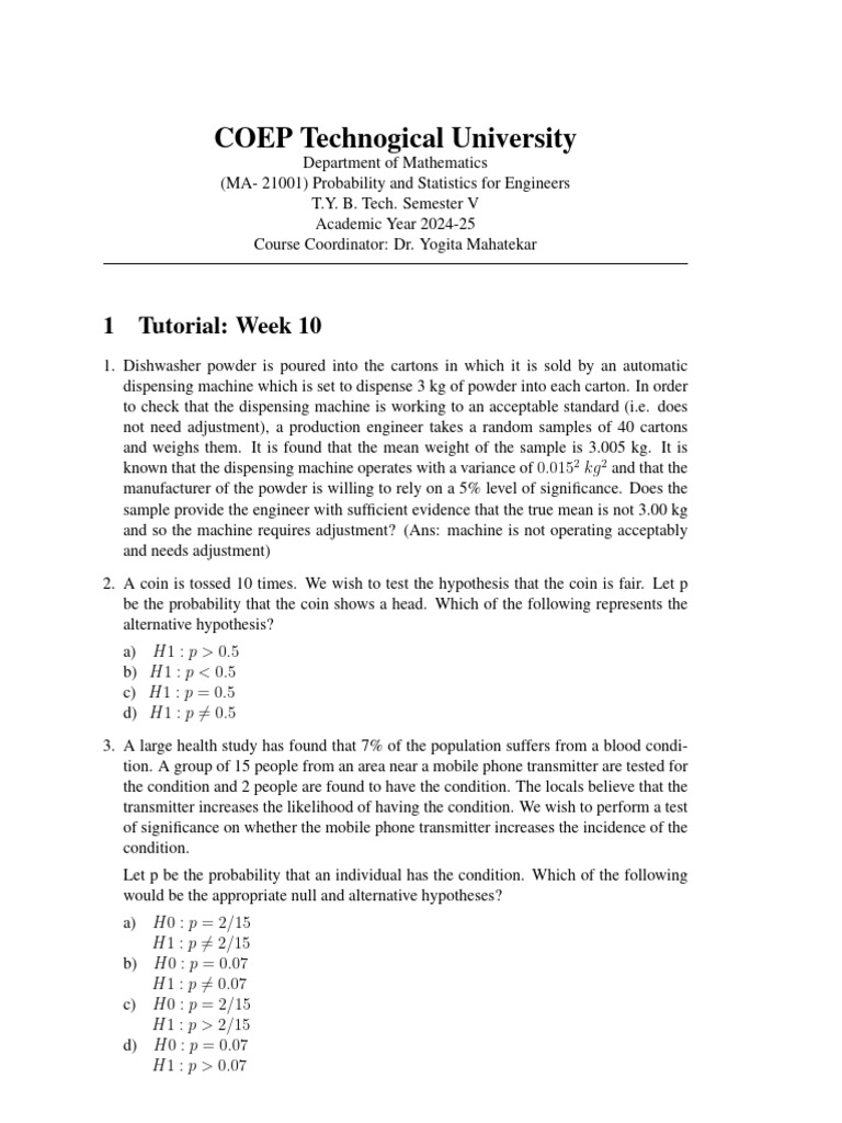 Tutorial_Week10 | PDF