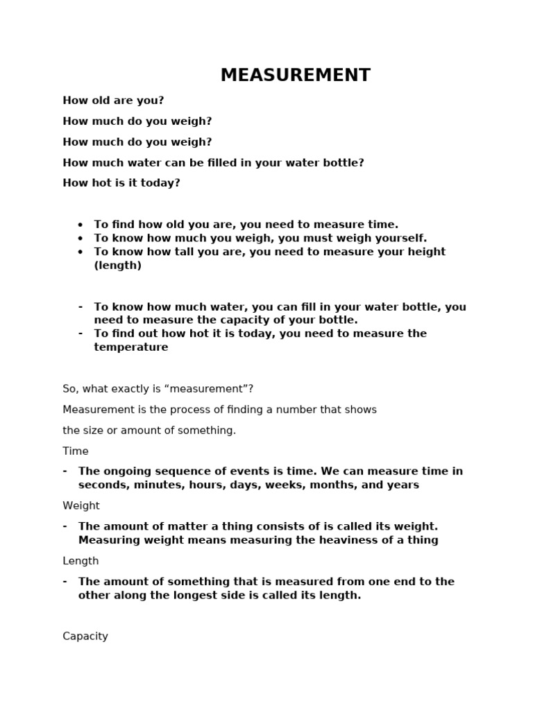 MEASUREMENTS Math 7 | PDF