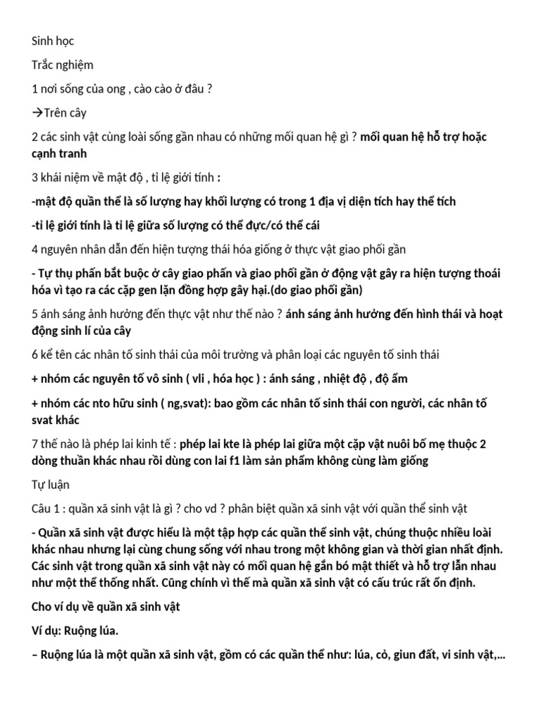 Sinh Gi A Kì 2 l9 | PDF