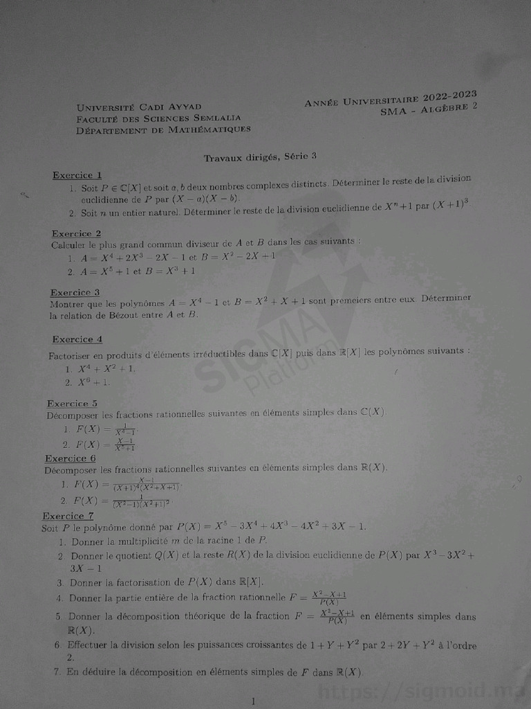 TD N °3 Algèbre 2 | PDF