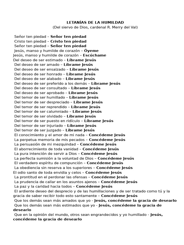 letanías de la humildad | PDF