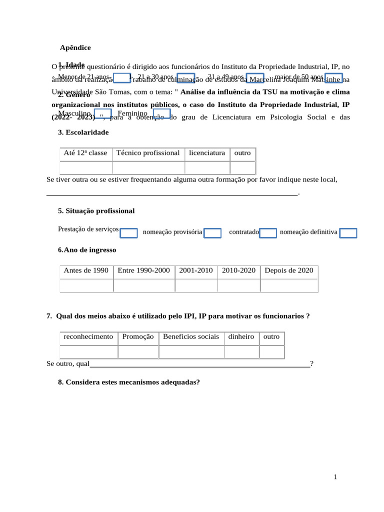 Questionario TSu | PDF