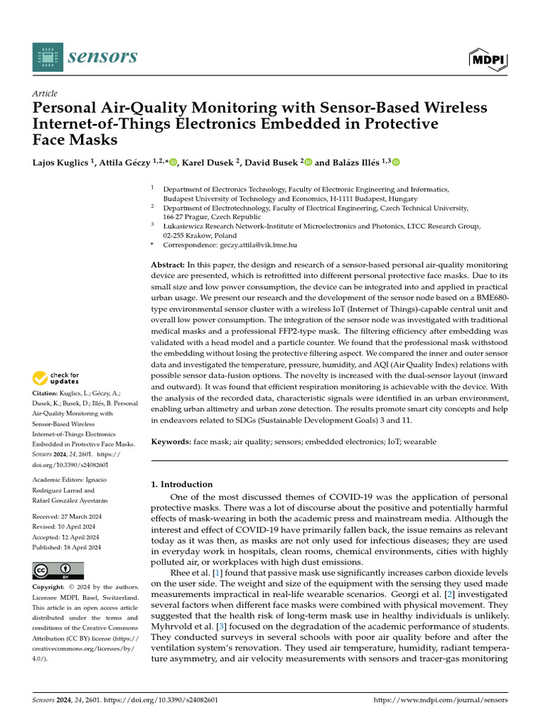 Personal Air-Quality Monitoring with Sensor-Based Wireless | PDF