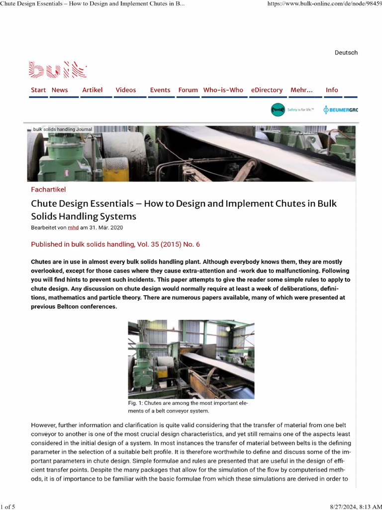 Chute design essentials, MHD, 2020 | PDF Chute design essentials, MHD, 2020 | PDF