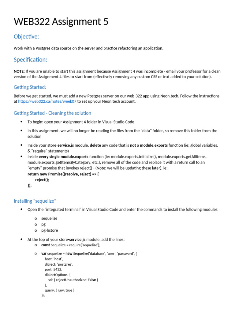 Web322 Assignment5 | PDF | Databases | Postgre Sql