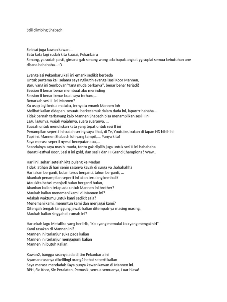 Stiil Climbing Shabach | PDF