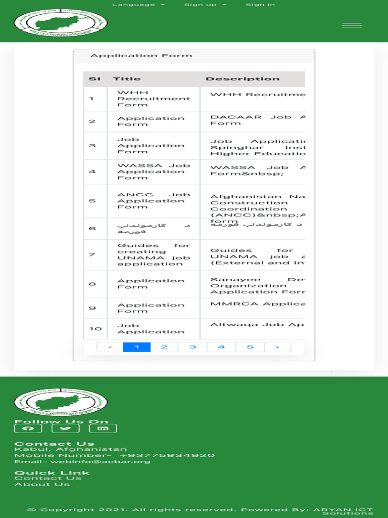 ACBAR Application Form | PDF