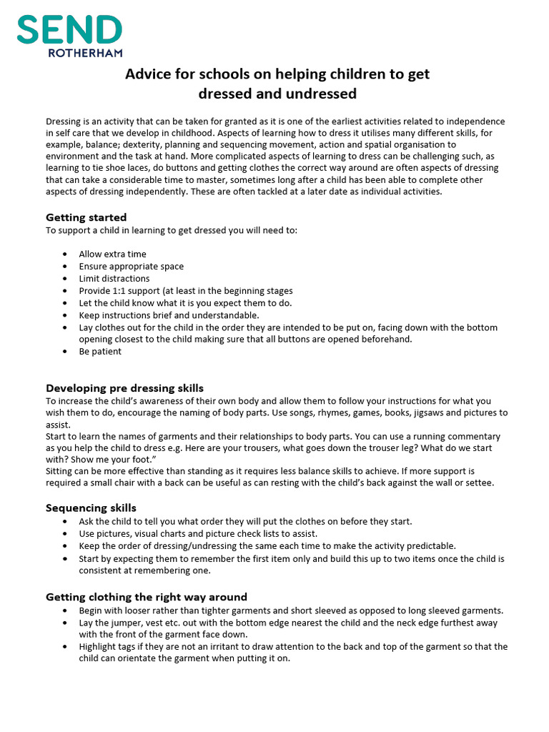 Getting Dressed Handout | PDF