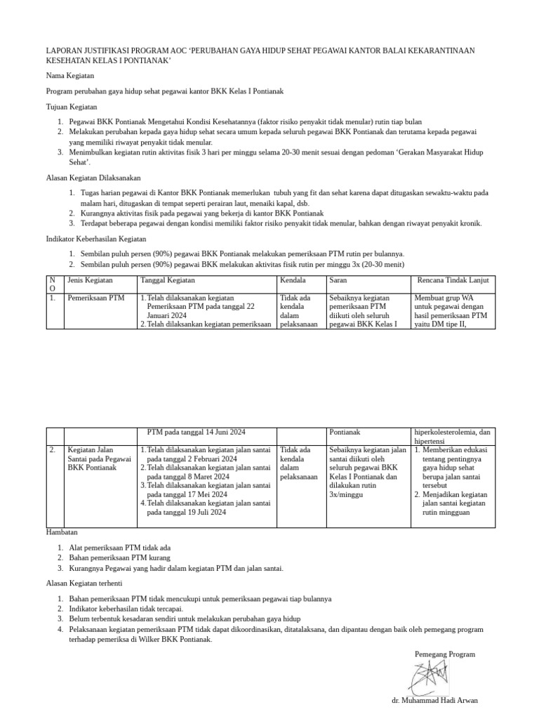 Laporan Justifikasi Program Aoc | PDF