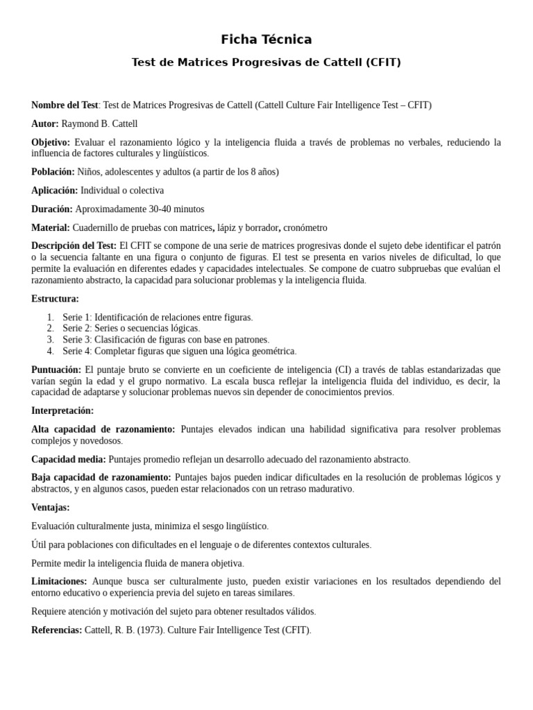 Ficha Cattell | PDF
