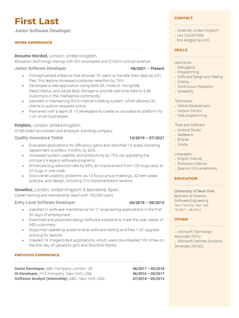 Junior-Software-Developer - Template 15 | PDF