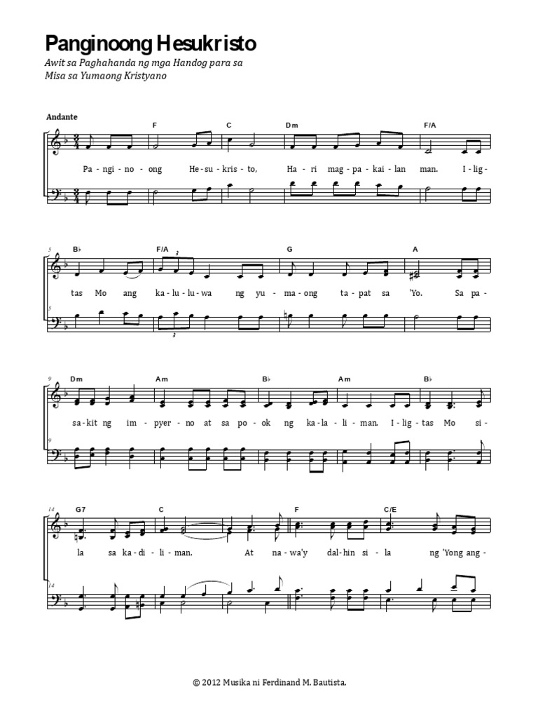 Panginoong Hesukristo SATB Bautista | PDF