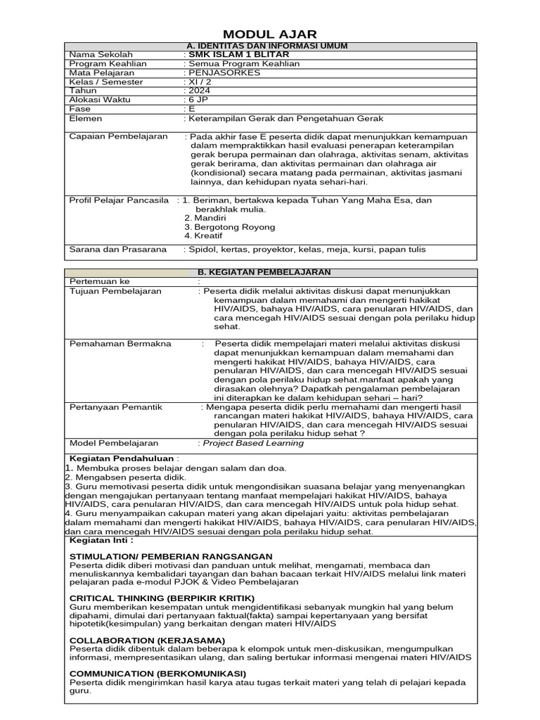 Modul Ajar Sex Bebas Pdf