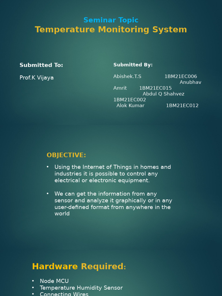 Temperature Monitoring System: Seminar Topic | PDF | Arduino | Technology & Engineering