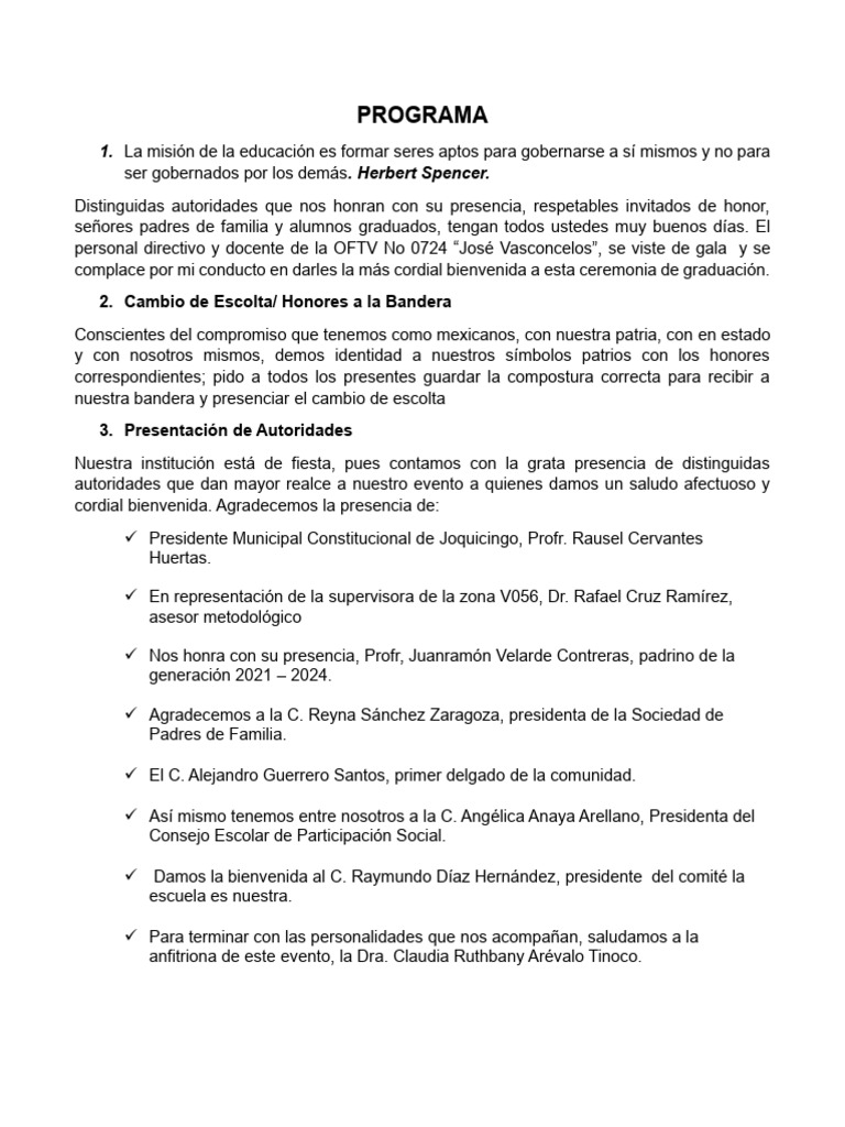 Programa Ciclo Escolar | PDF