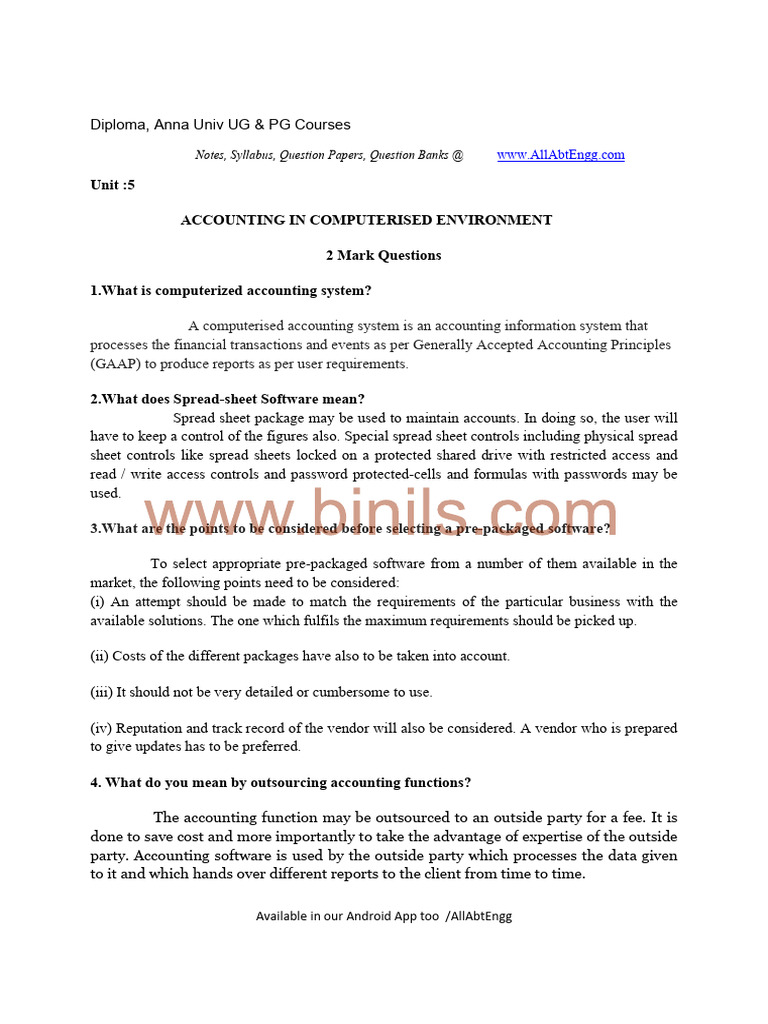 BA5103 Accounting For Management 2marks Unit 5 | PDF