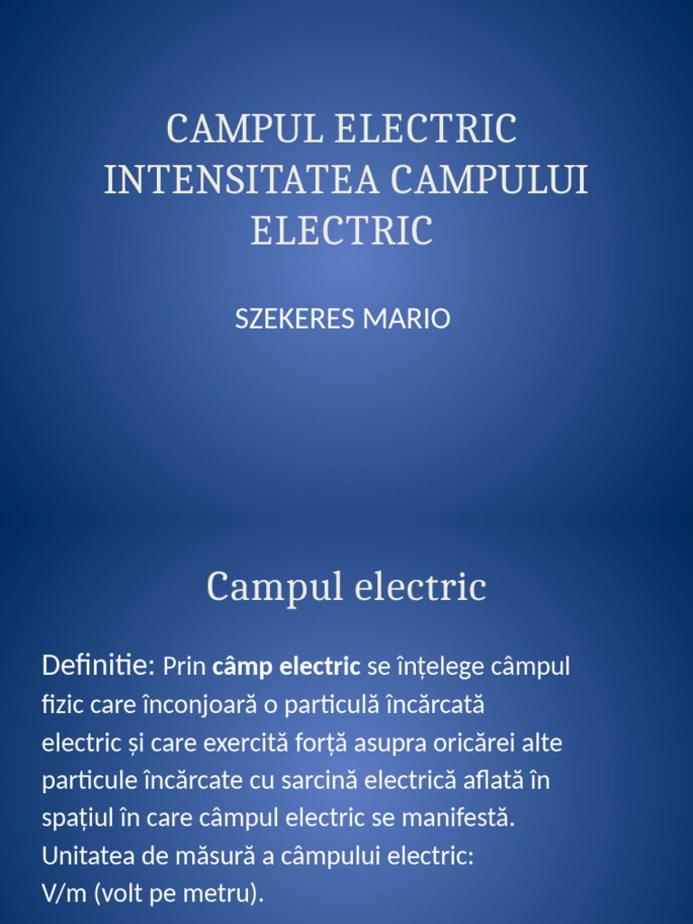 Proiect Campul Electric | PDF