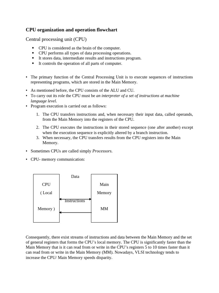 CPU Organization and Operation Flowchart | PDF