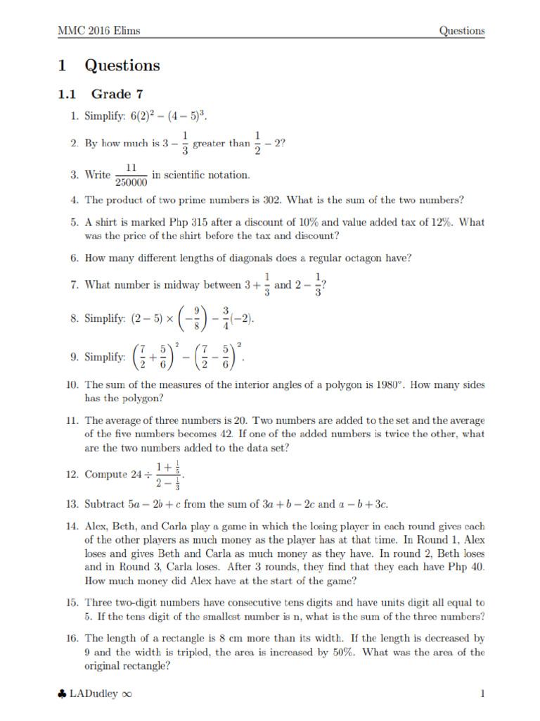 2016 MTAP Reviewer | PDF