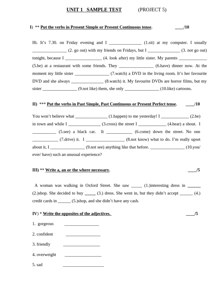 Unit 1 Sample Test | PDF