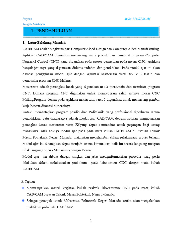 Modul Mastercam Basic 1 | PDF