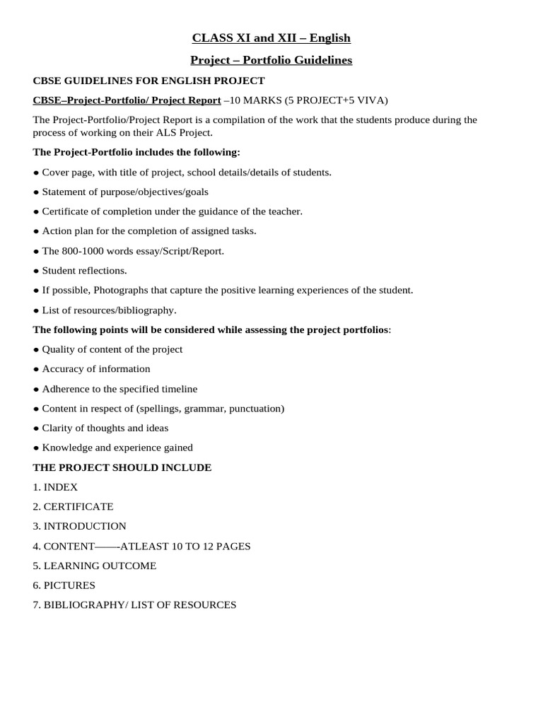 Grade XI and XII Project Guide Lines | PDF Grade XI and XII Project Guide Lines | PDF
