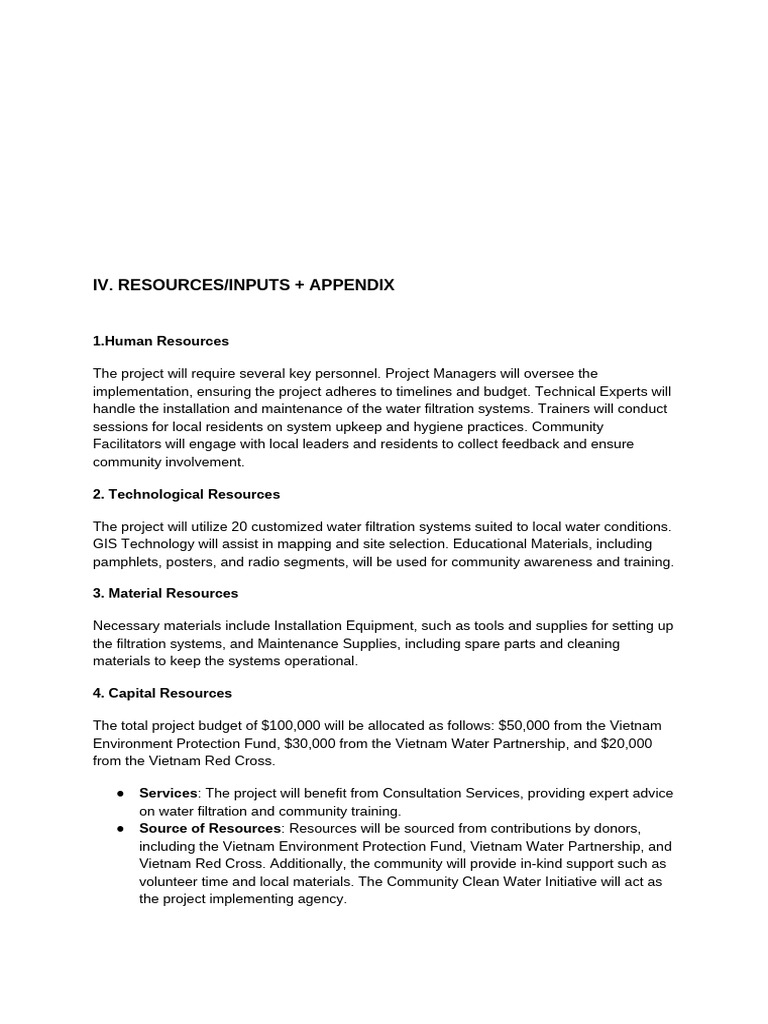 Inputs Budget Apendix | PDF