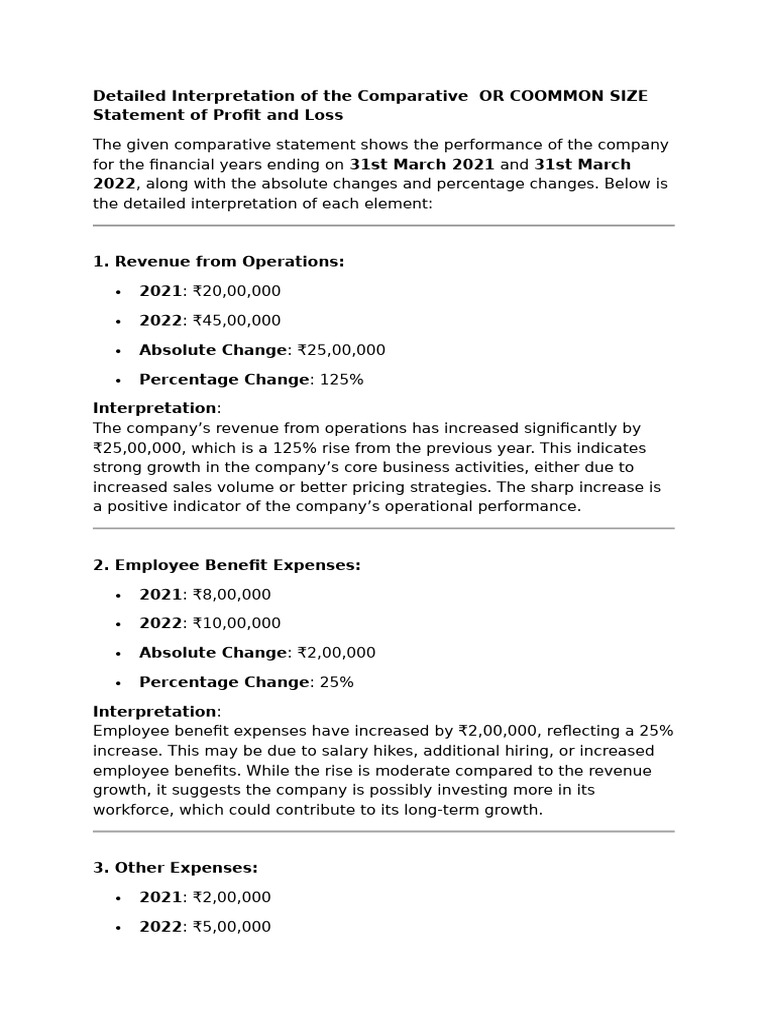 Common Size and Comparitive Interpretations | PDF