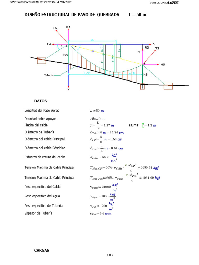 Diseño Estructural Paso de Quebrada 50m | PDF