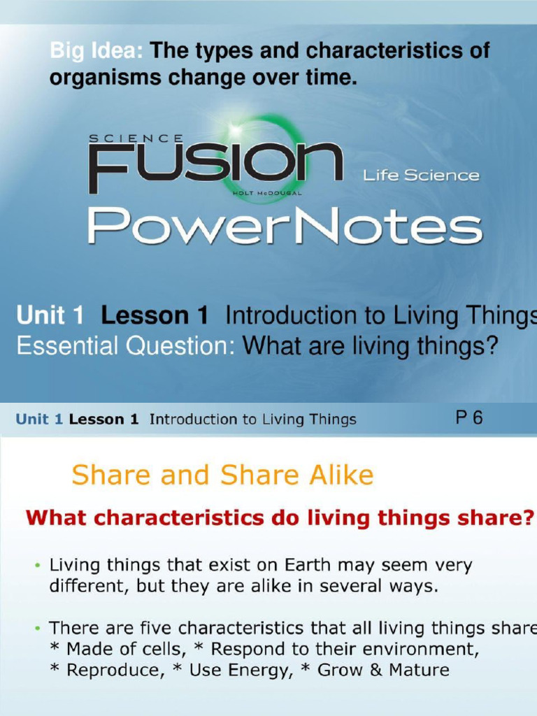 Science - Grade 7 - Unit 1 Lesson 1 Introduction To Living Organisms | PDF