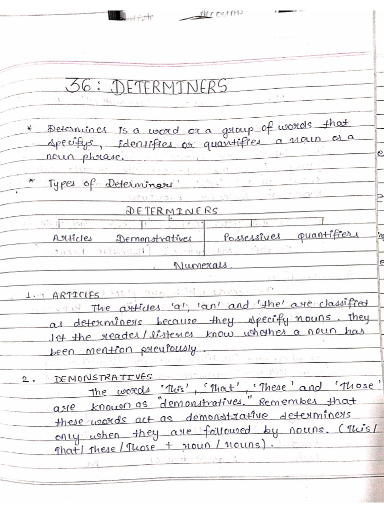 Determinants - English Grammar | PDF