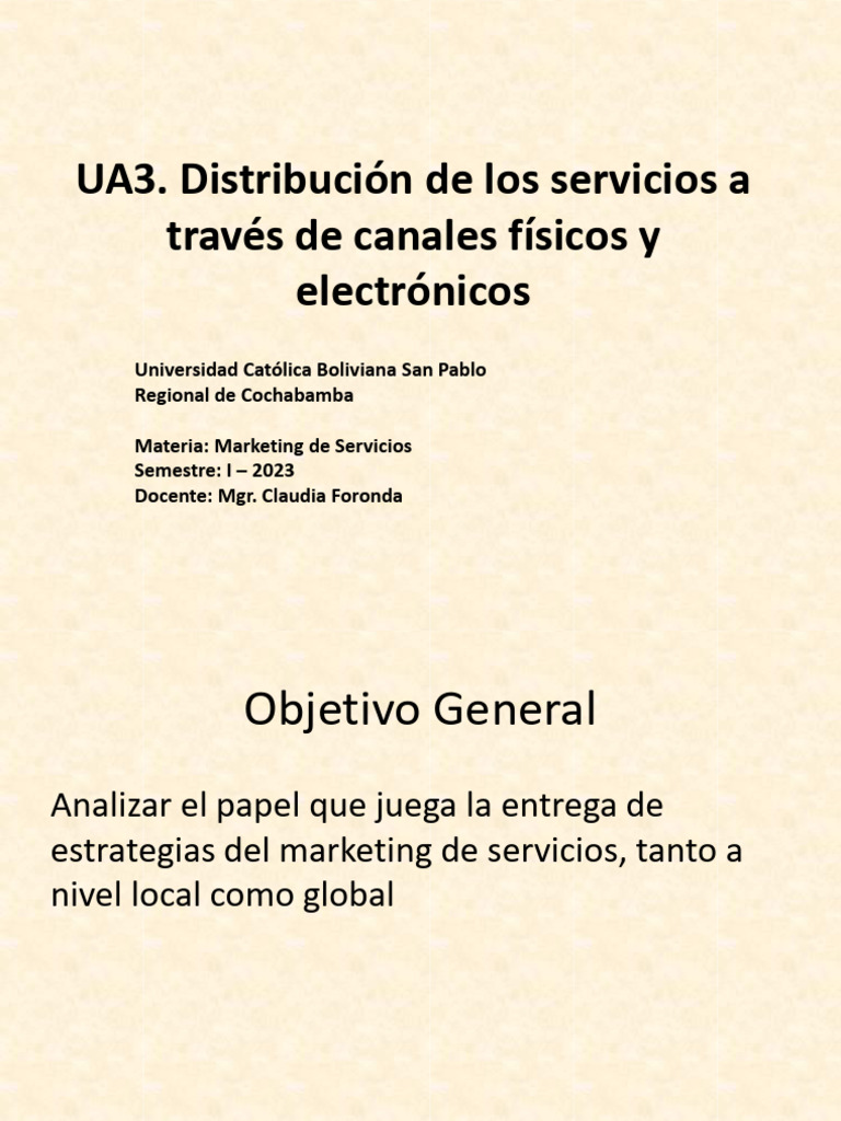 UA3. Distribucion de Los Servicios A Través de Canales Fisicos y Electronicos | PDF