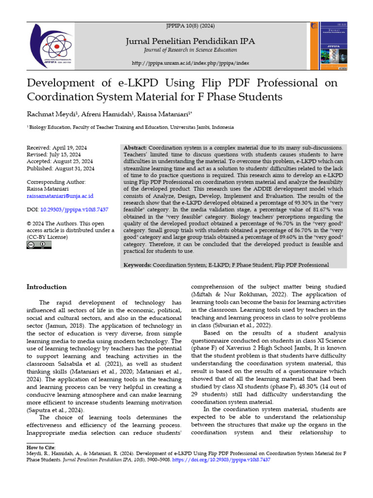 Development of E-LKPD Using Flip PDF Professional | PDF