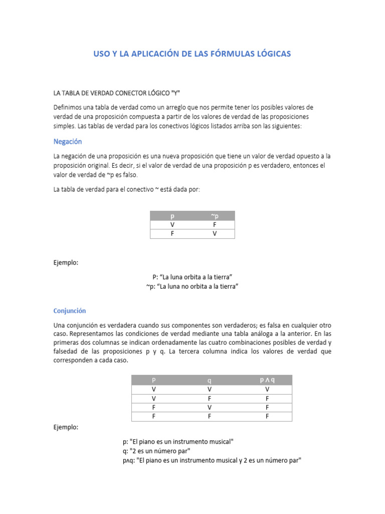 Uso y La Aplicación de Las Fórmulas Lógicas | PDF